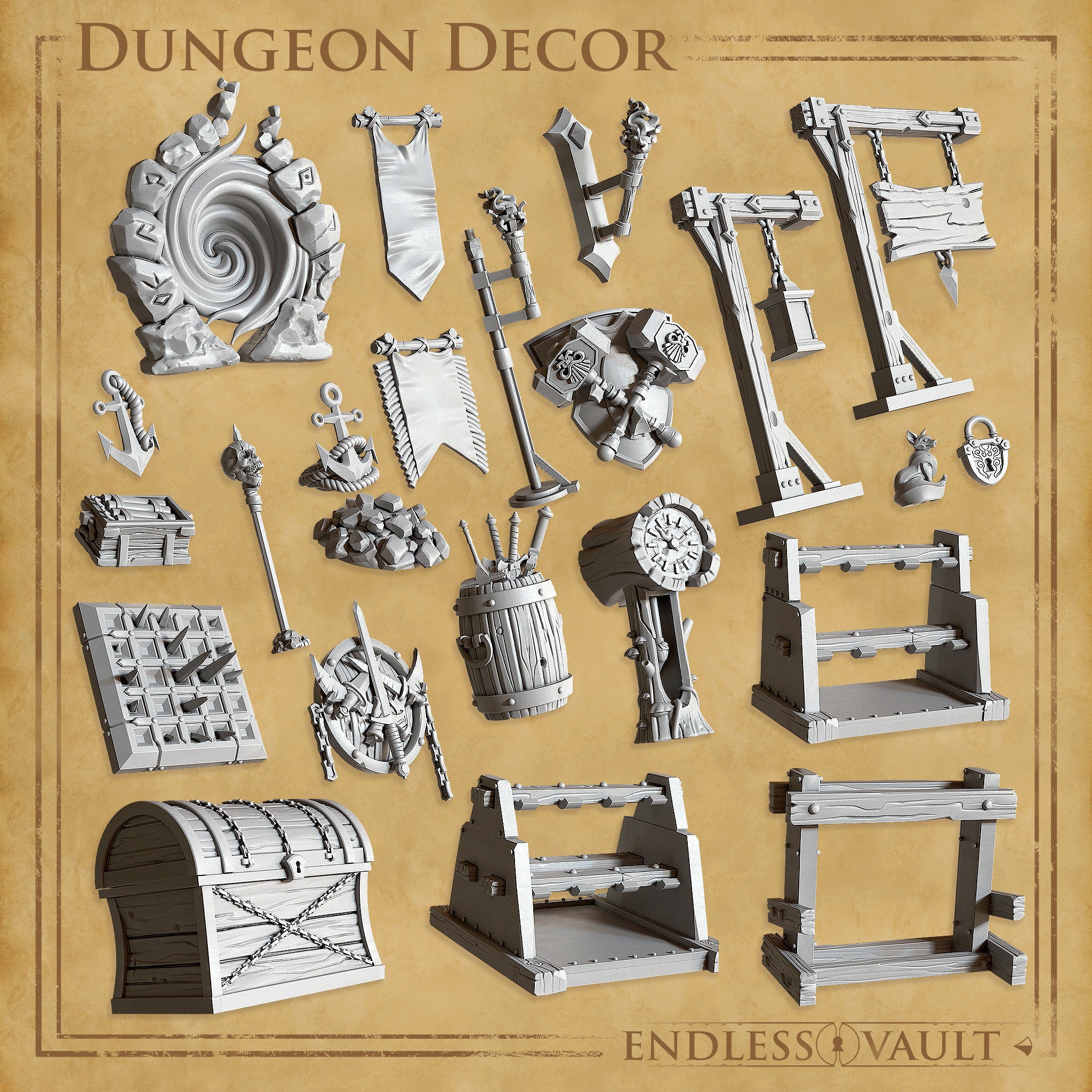 Endless Vault – Dungeon Decor Bundle - Cast n Play - Miniatures by Only-Games.co