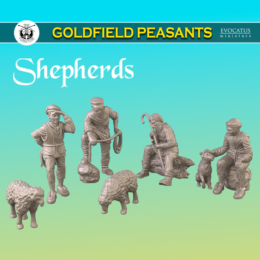 Shepherds (Goldfield Peasants) - Tiny Furniture - Miniatures by Only-Games.co