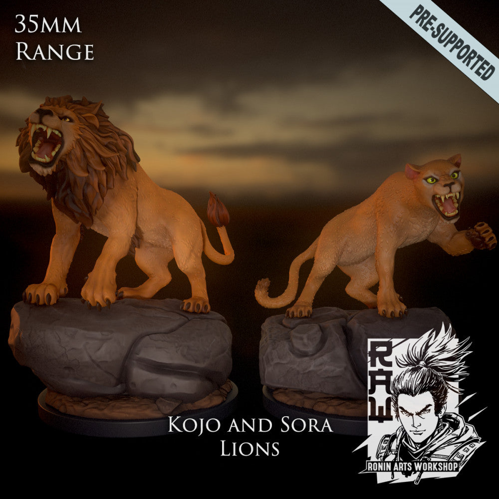 Kojo and Sora - Lions - Ronin Arts Workshop - Miniatures by Only-Games.co