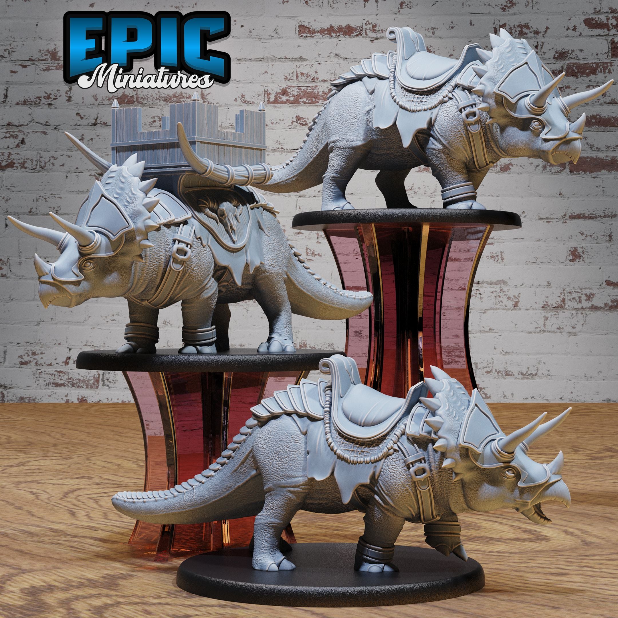 Triceratops Dinosaur Mount Set - Epic Miniatures - Miniatures by Only ...