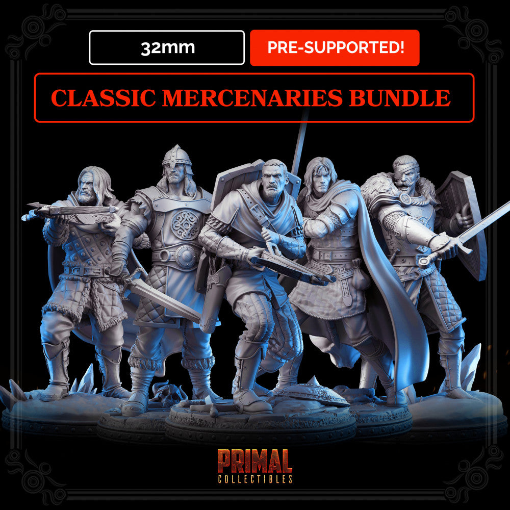 5 miniatures - 32mm - Classic RPG mercenaries bundle - MASTERS OF ...