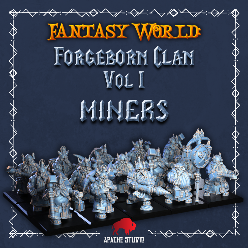 Forgeborn Clan: Miners (dwarf unit) - Apache Studio - Miniatures by ...