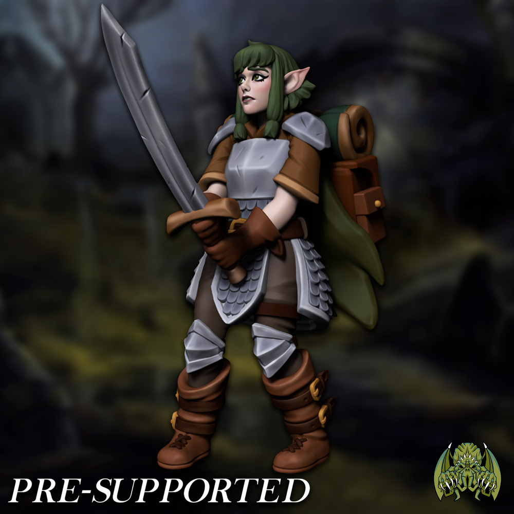 Elfie The Adventurer [PRE-SUPPORTED] Female Scared Elf - Miniatures of ...