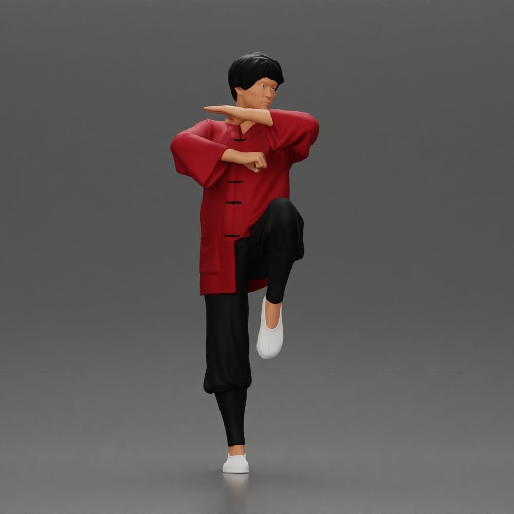 Martial Artist in Action Pose Wearing Traditional Kung Fu Outfit ...