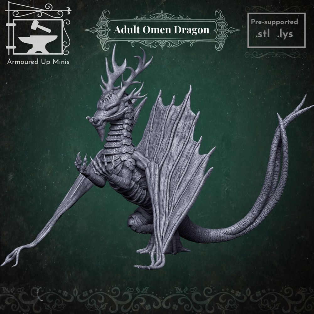 Adult Omen Dragon - Armoured Up Minisv - Miniatures by Only-Games.co