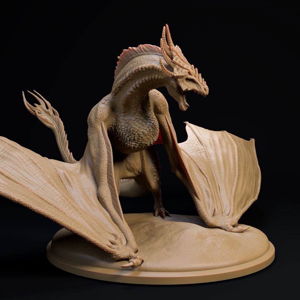Crown Wyvern/Dragon 32mm scale - Dino and Dog - Miniatures by Only-Games.co