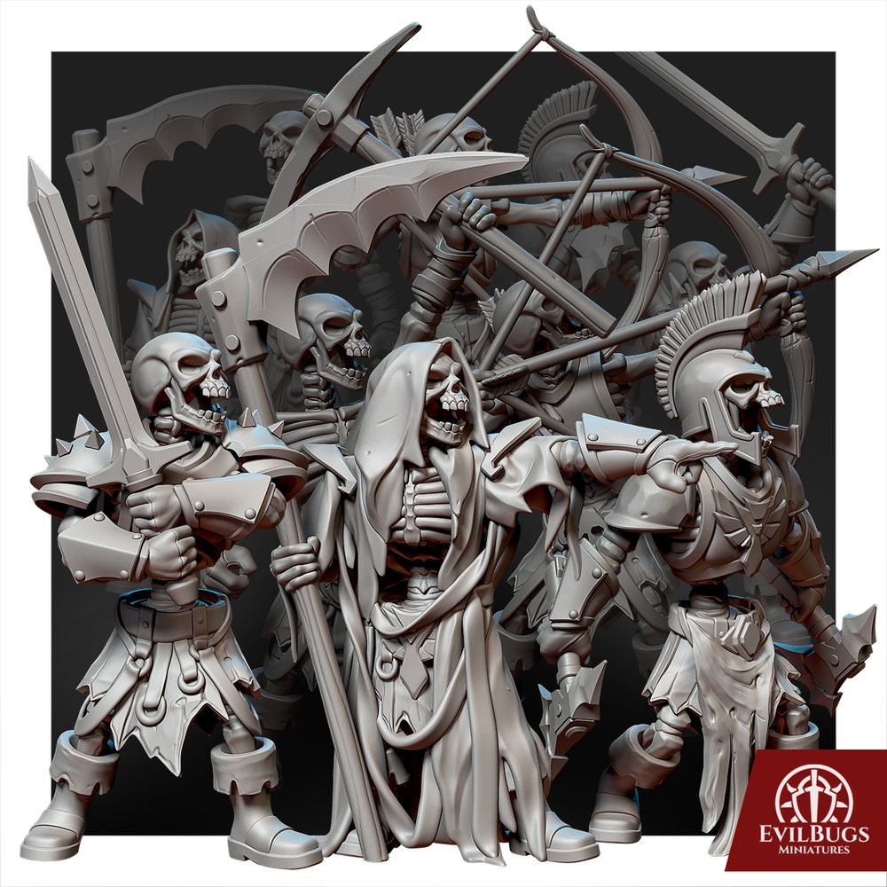 Legion of Bones ( 5 skeleton, 15 Poses ) 28mm/32mm/54mm - EvilBugs ...