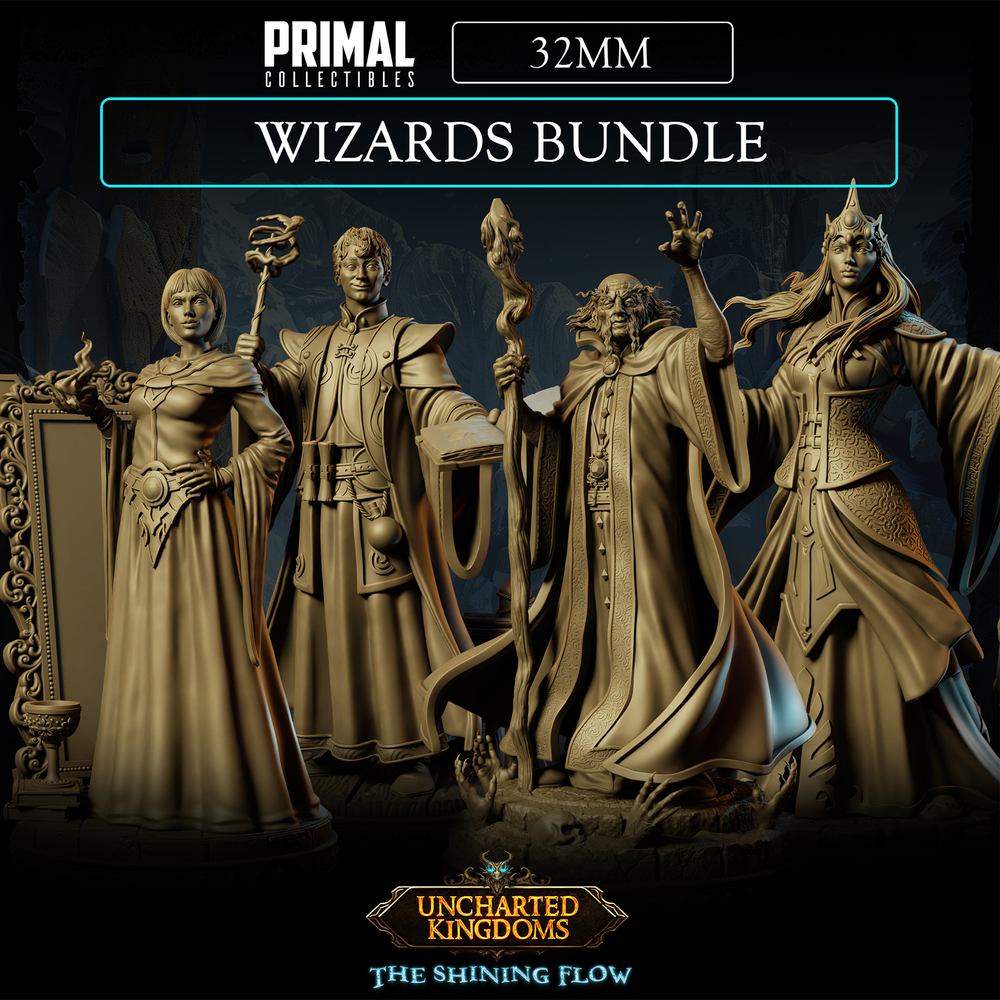 4 miniatures - 32mm - Wizards Bundle - Uncharted Kingdom - Primal ...