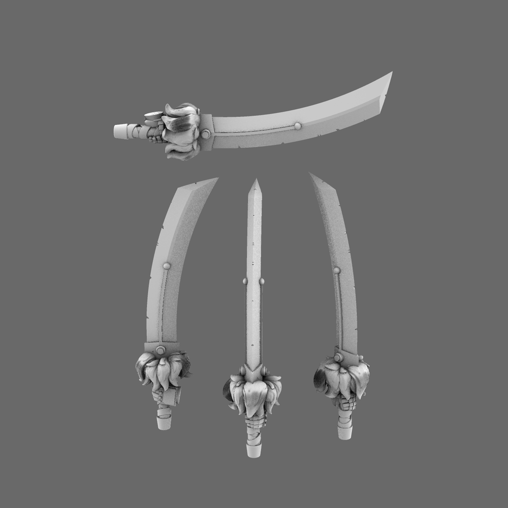 Cyber Samurai Demon Dog Sword LEFT X 10 - BW Terrain Forge - Miniatures ...