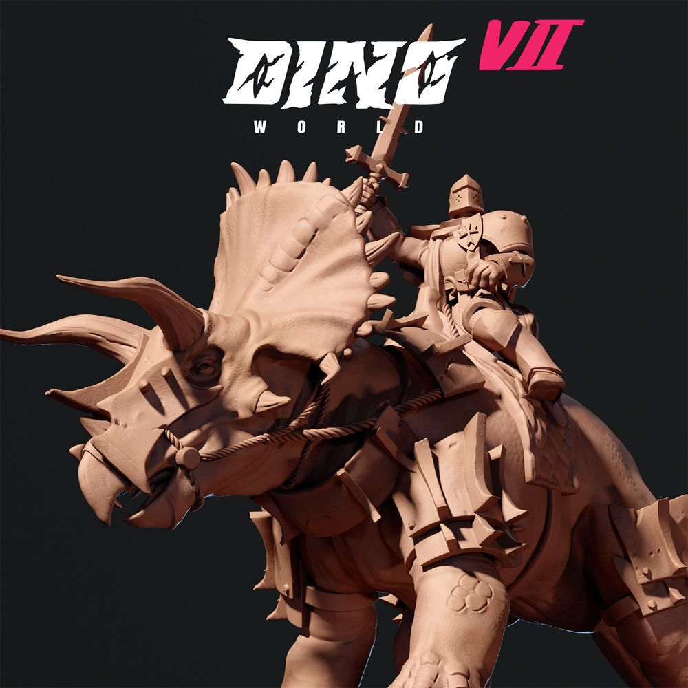 tRICERATOPS MOUNT KNIGHT - Dino World - Miniatures by Only-Games.co