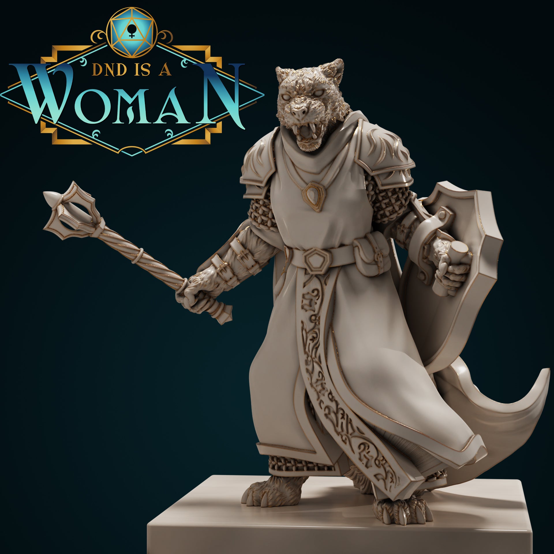 Tabaxi Cleric - Snowy Meadows Silver Sky - 28mm / 32mm / 75mm - The ...