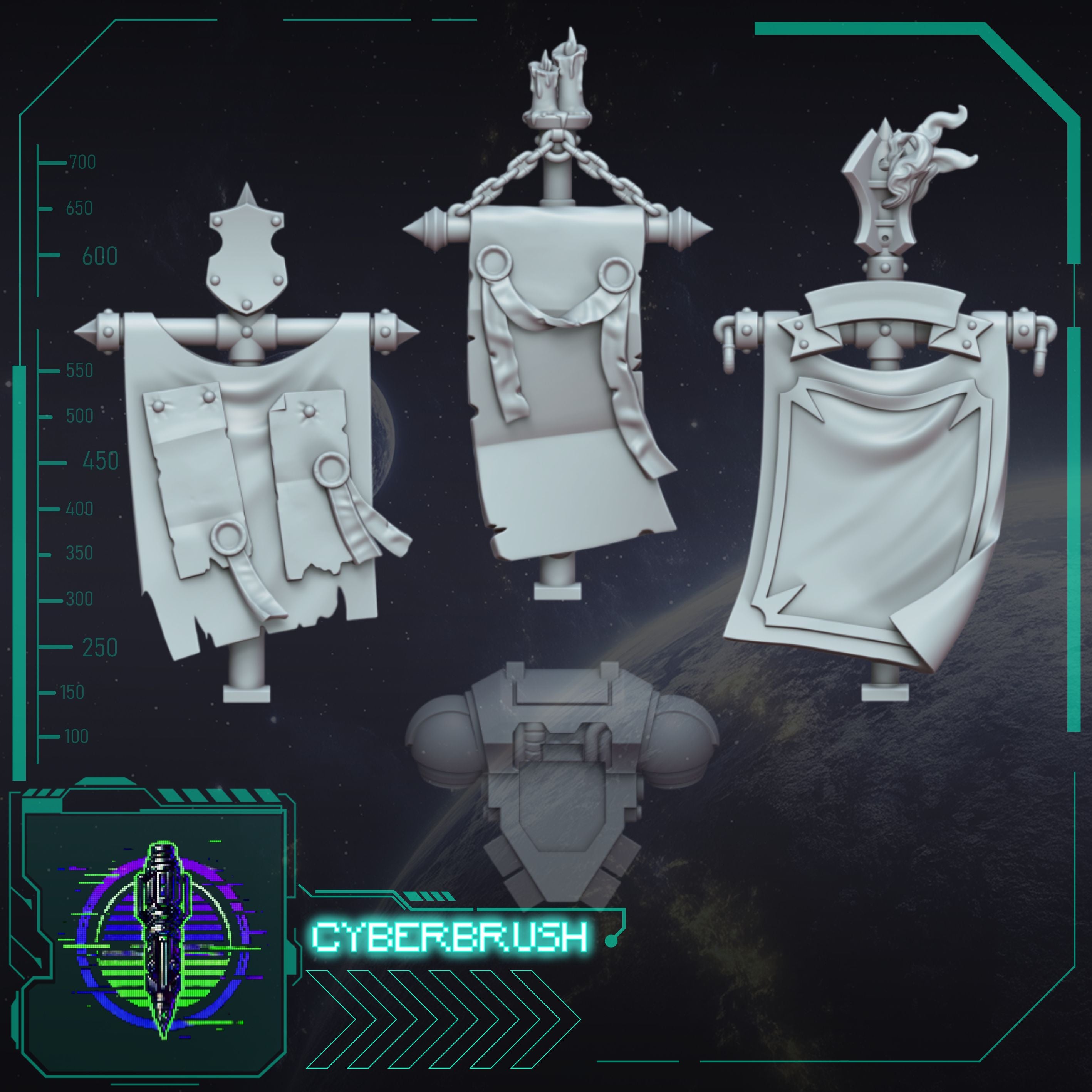Backpack Banners - Cyberbrush3D - Miniatures by Only-Games.co