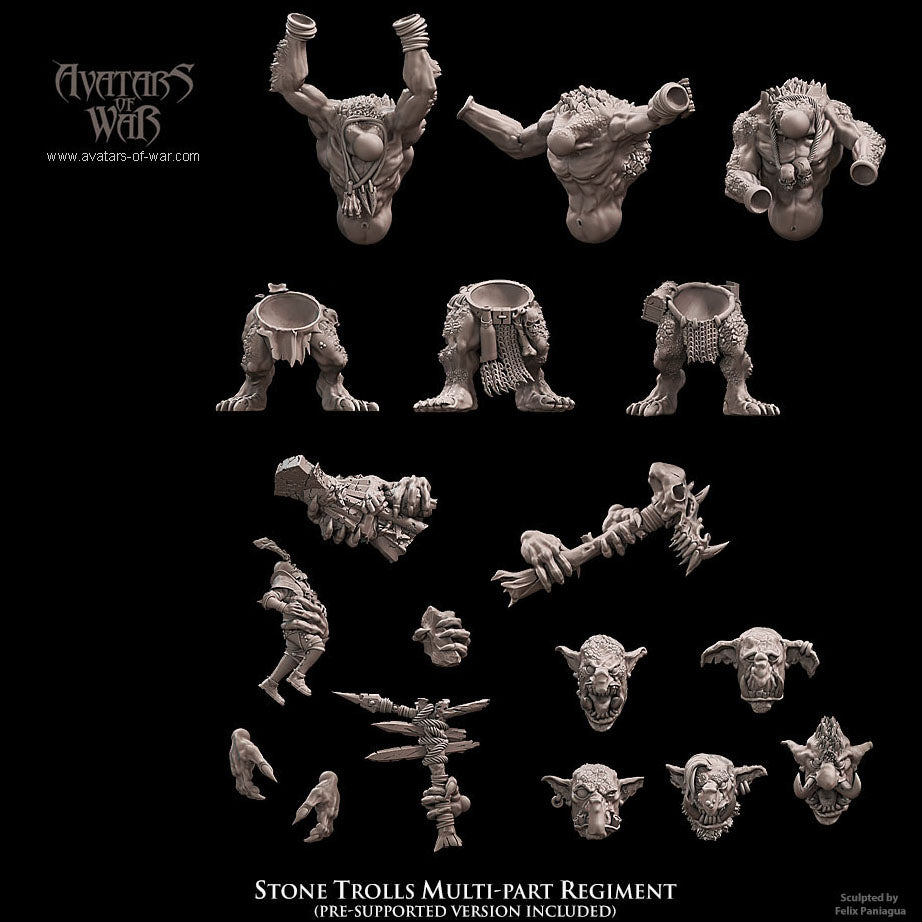 Stone Trolls multi-part regiment #1 - Avatars Of War - Miniatures by ...