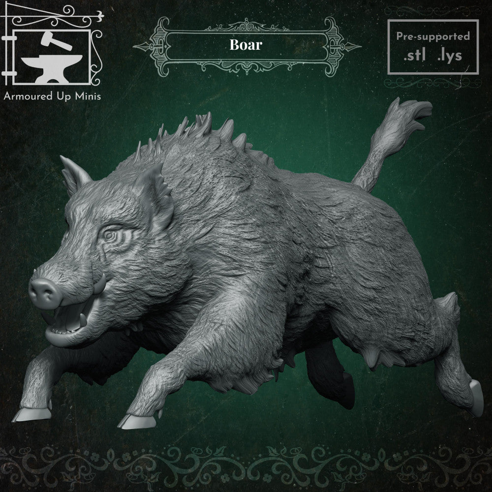 Boar - Armoured Up Minisv - Miniatures by Only-Games.co