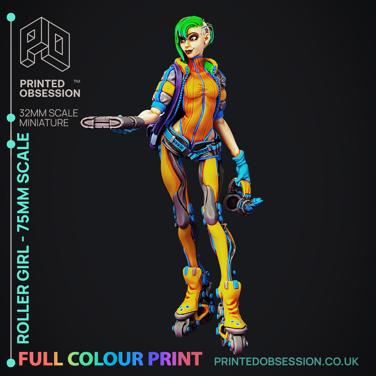 Roller Girl - 75mm scale Cyberpunk model - Printed Obsession ...