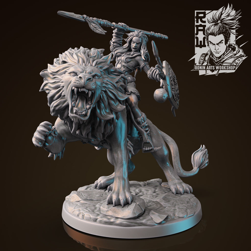 Dhoruba The Barbarian - Action Pose Lion Rider - Ronin Arts Workshop ...