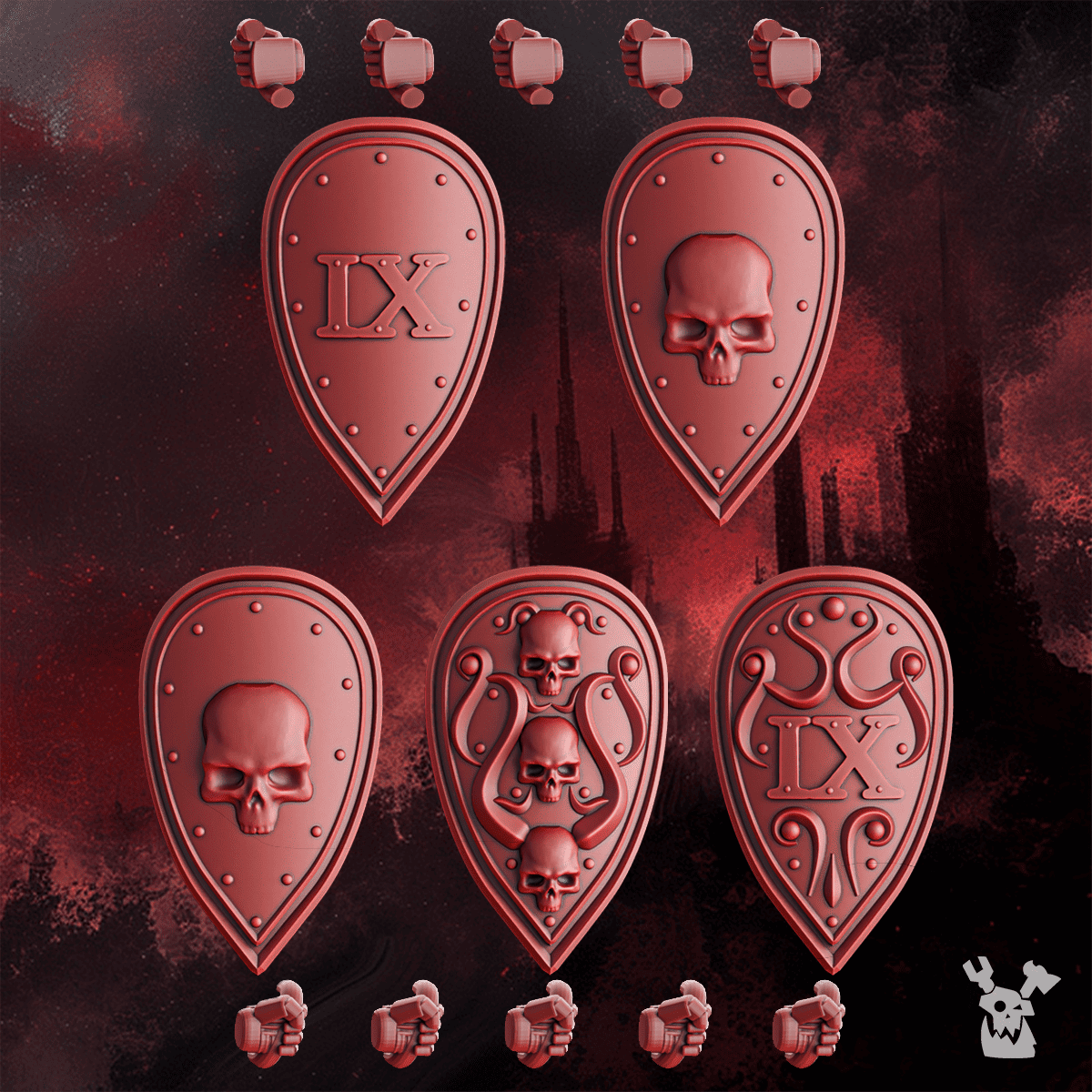 Crimson Wings Shields Set x5 - DakkaDakka.Store - Miniatures by Only ...