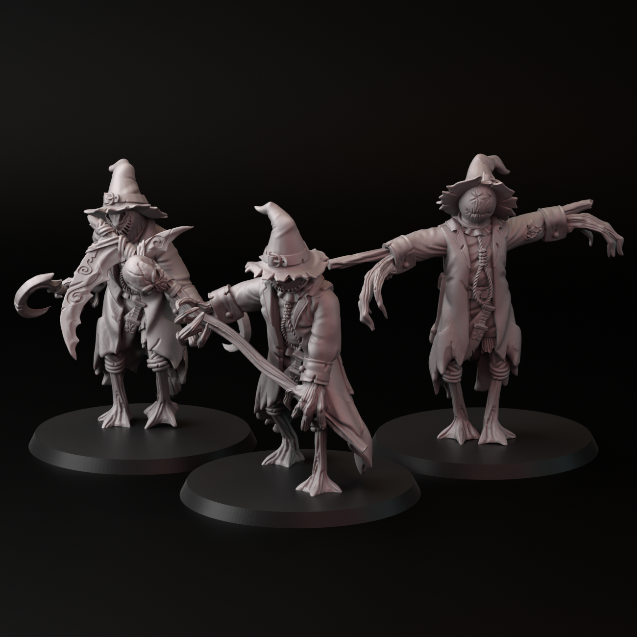 Scarecrows (3 Miniatures) - Crosslances - Miniatures by Only-Games.co