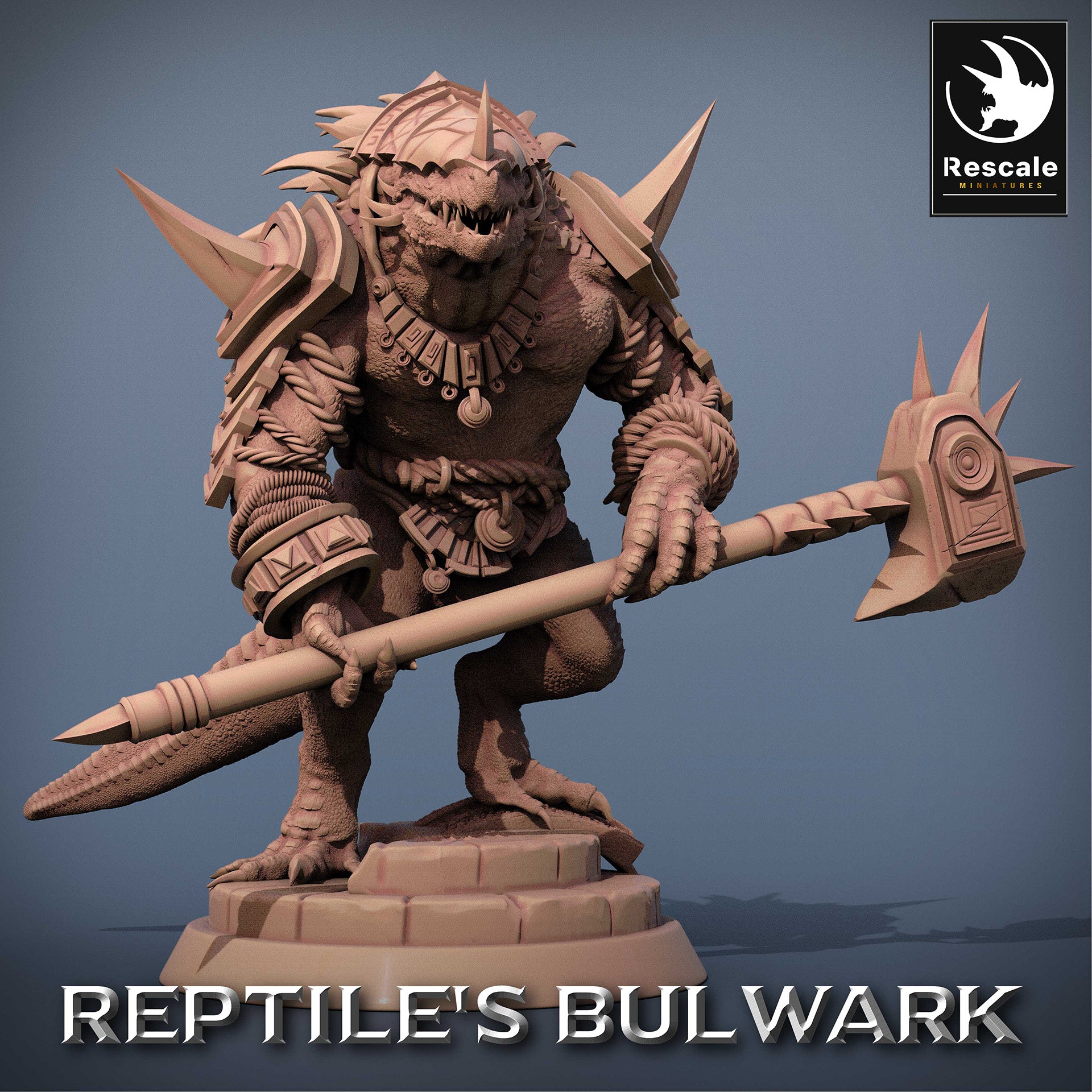 Lizardman Soldier Chief - Lord of the Print - Miniatures by Only-Games.co