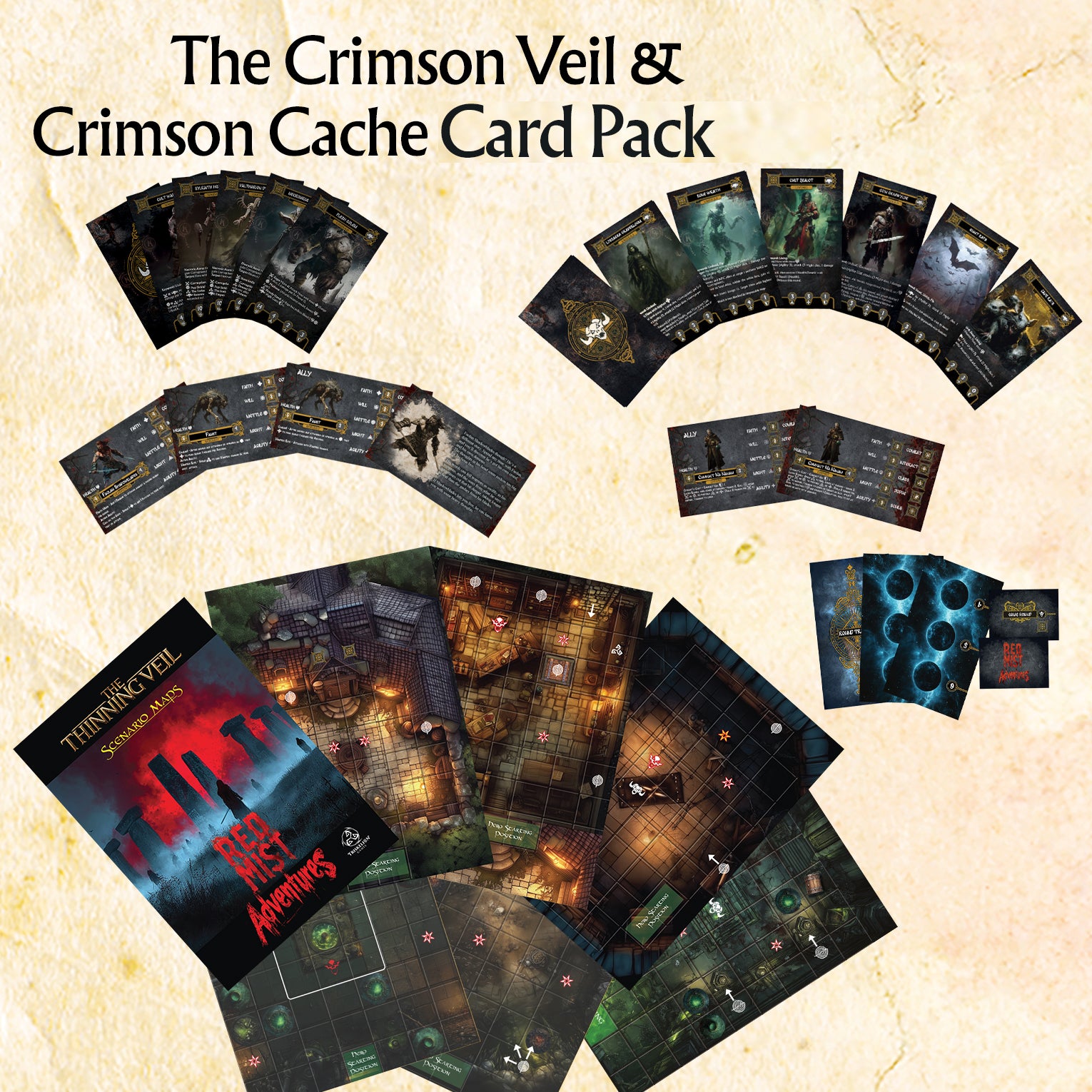 Crimson Veil & Crimson Cache Card Pack - Triskelion Games - Miniatures ...