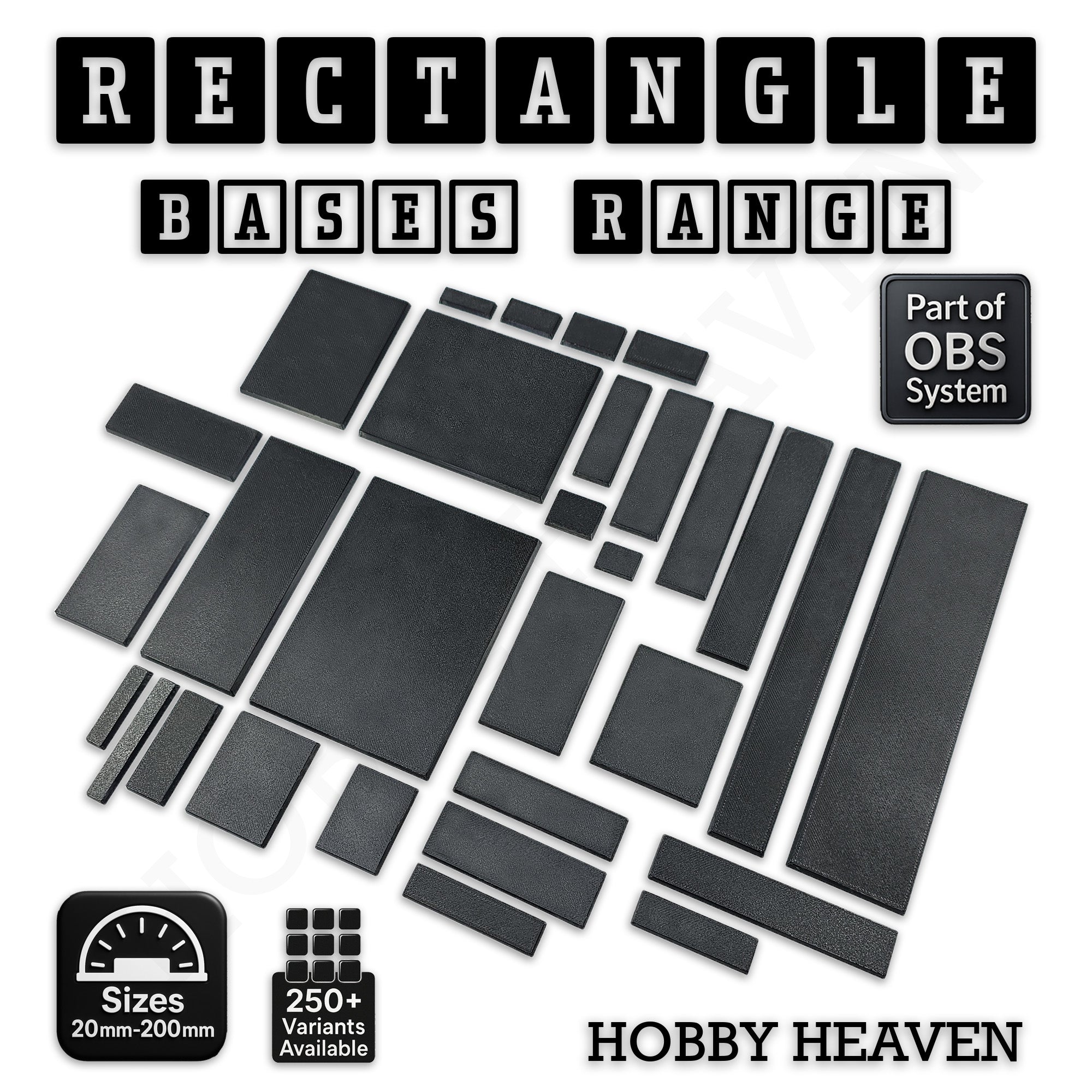 Rectangle Bases Range Sizes - 125x50mm to 200x175mm Large Sizes 3d Pri