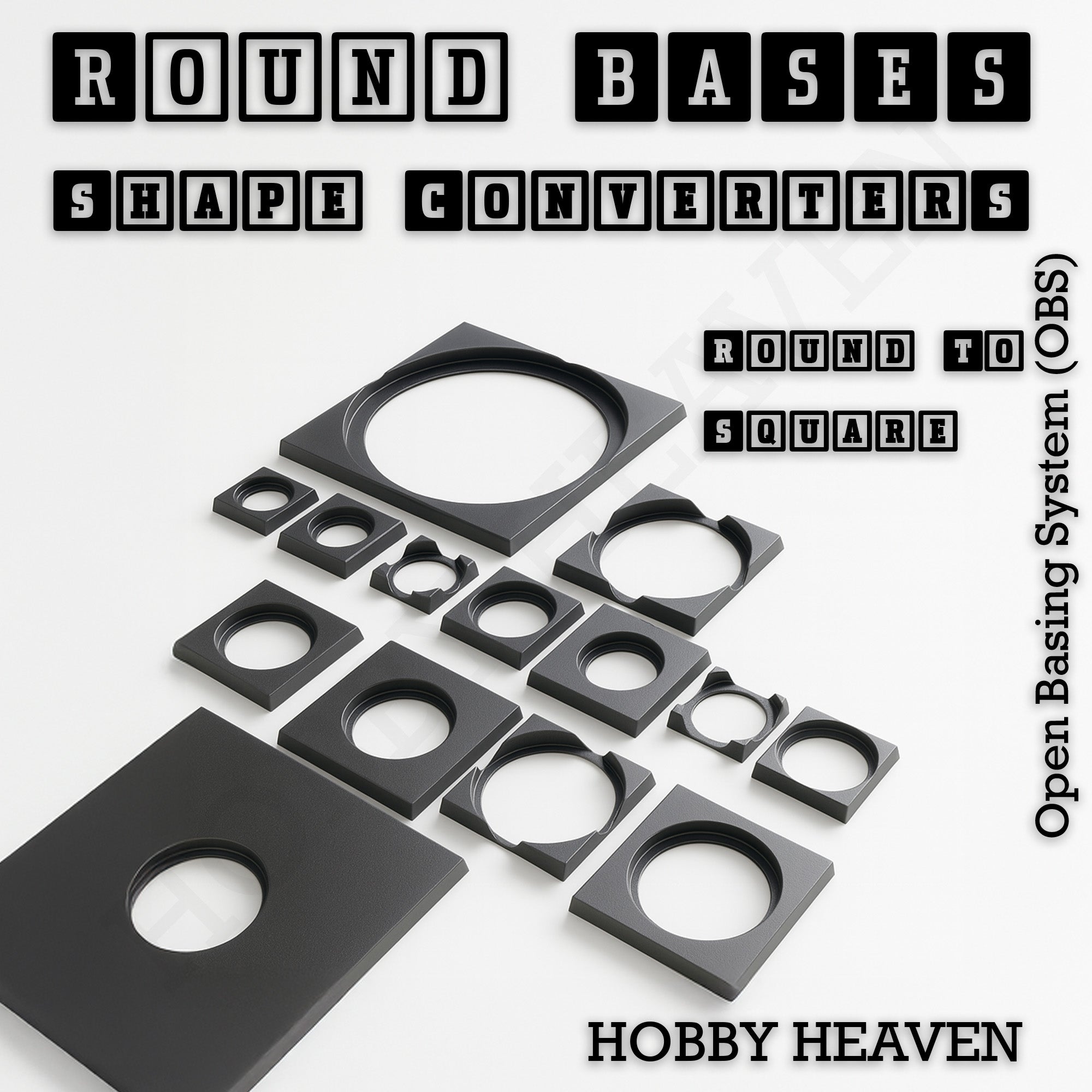 Round to Square Bases Shape and Size Converters 3d Print Full Range