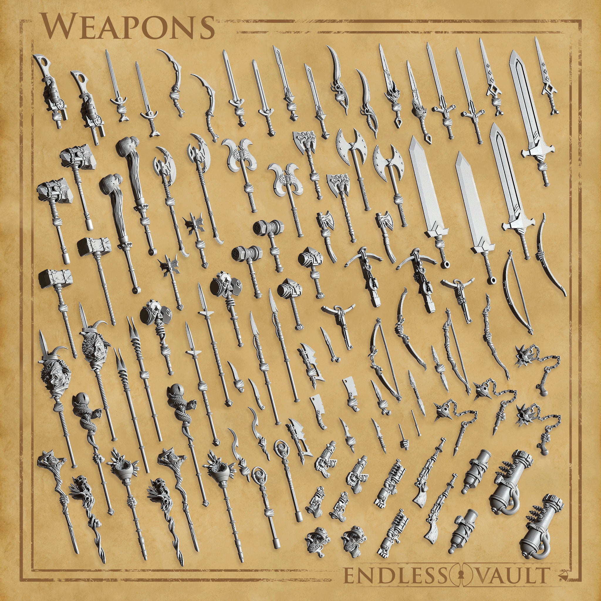 Endless Vault – Weapons Bundle - Cast n Play - Miniatures by Only-Games.co
