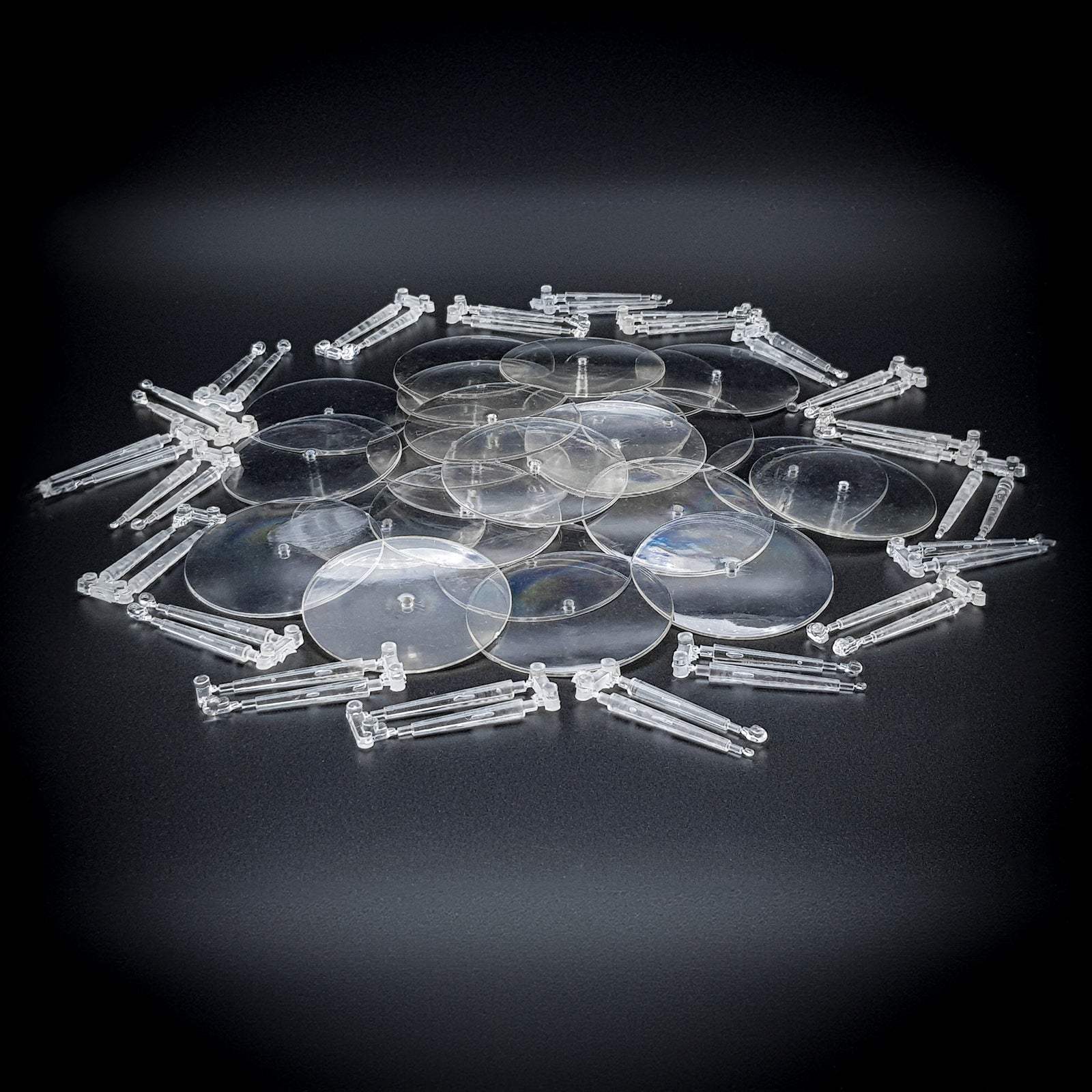 60mm Round Flying Bases – Clear Plastic Stands for Sci-Fi & Fantasy Wa