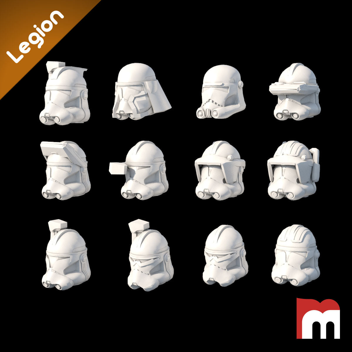 (Legion) 12x Clone Commander Helmets - Mel Miniatures - Miniatures by ...