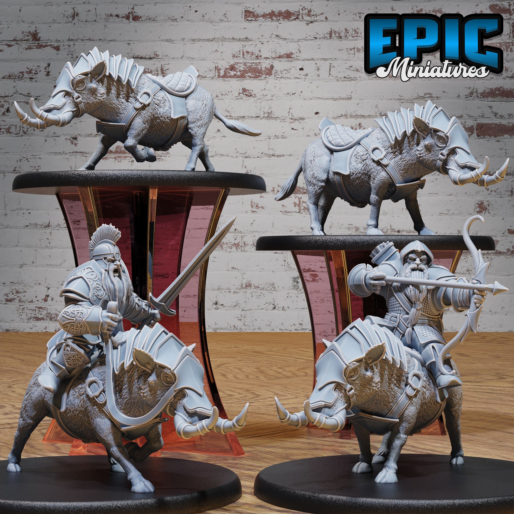 Dwarf Army Warthog Mount Rider Set - Epic Miniatures - Miniatures by ...
