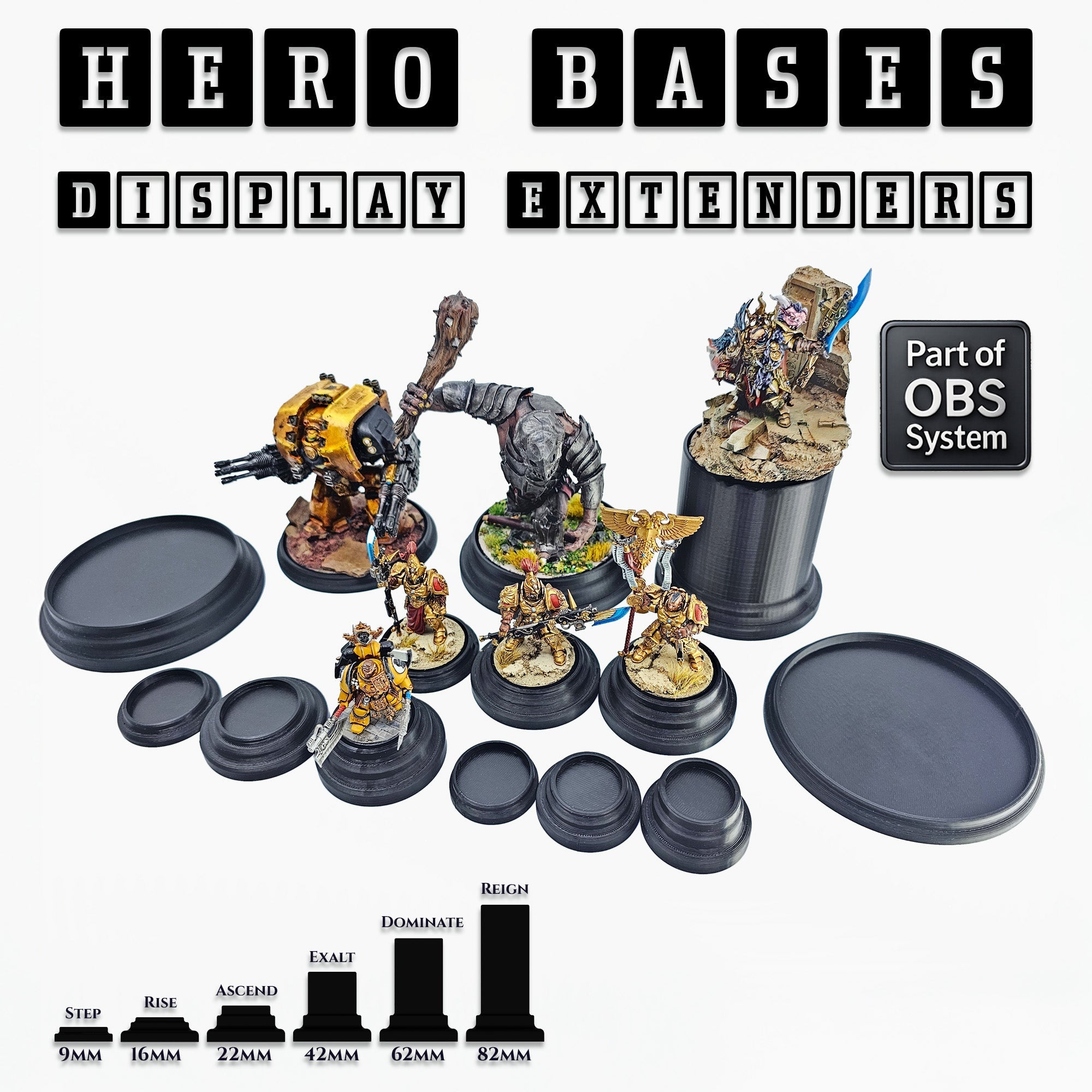 Hero Bases Display Extenders | Squares and Rectangles | Convert Gaming