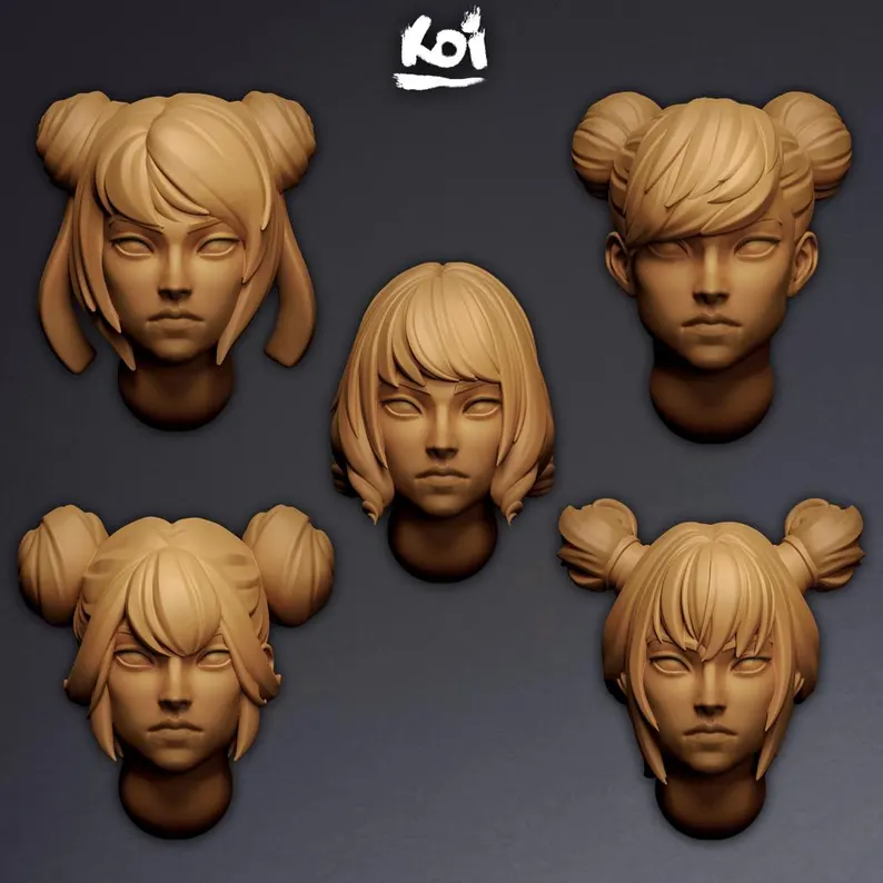 Flame Dancers - Miniature Heads - DennyKoi - Miniatures by Only-Games.co