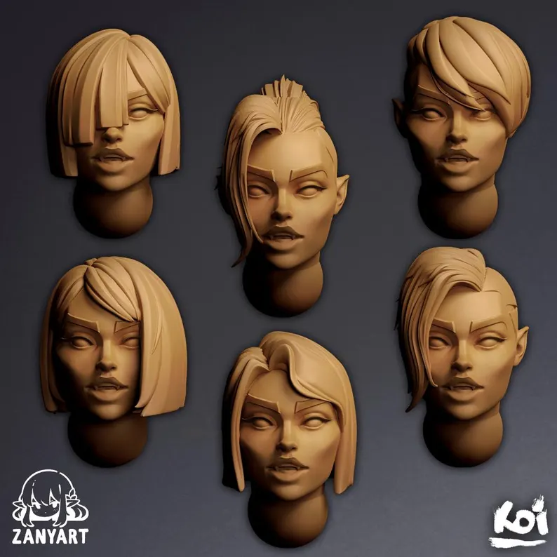 Red Veils - Miniature Heads - DennyKoi - Miniatures by Only-Games.co