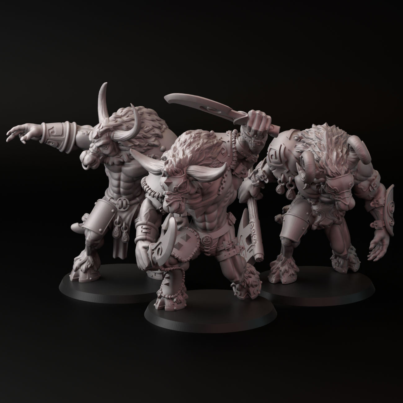 Minotaurs (3 models) - Crosslances - Miniatures by Only-Games.co