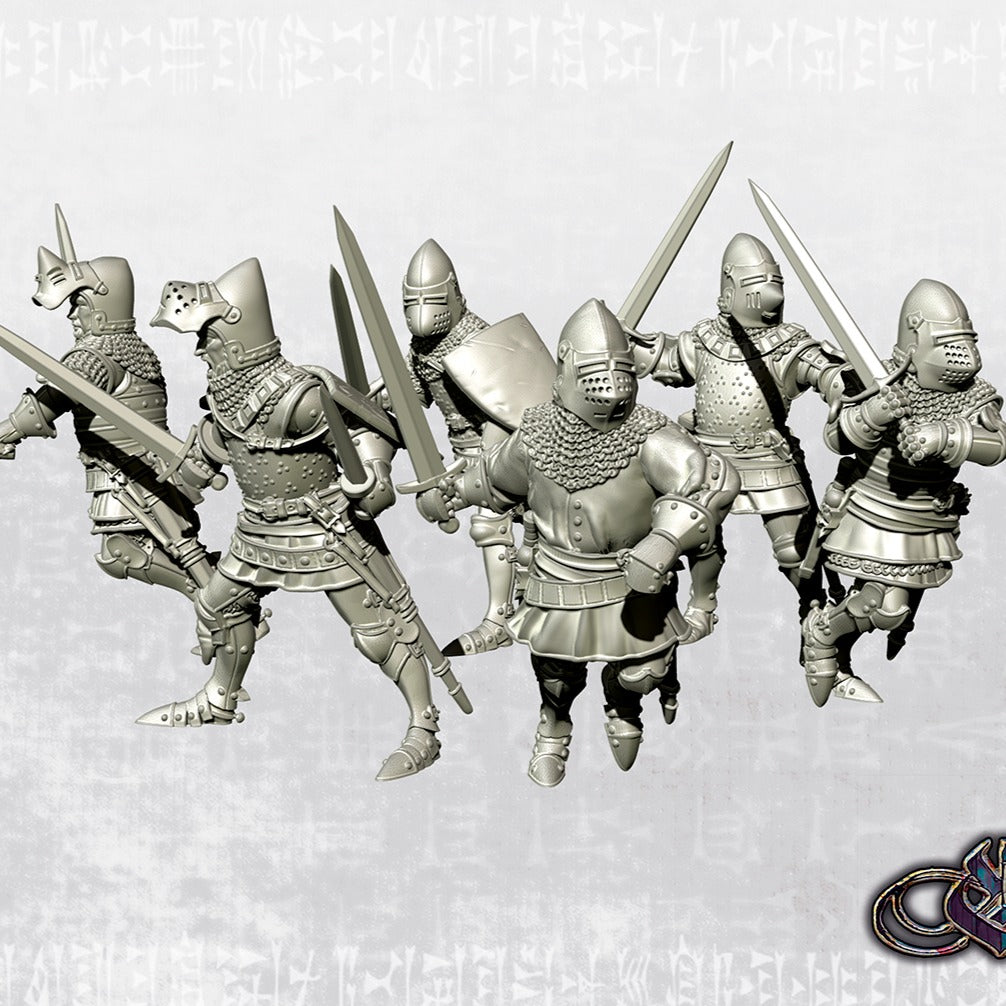 English Knights on foot with sword - 14th Century - 2024 Set (28mm ...