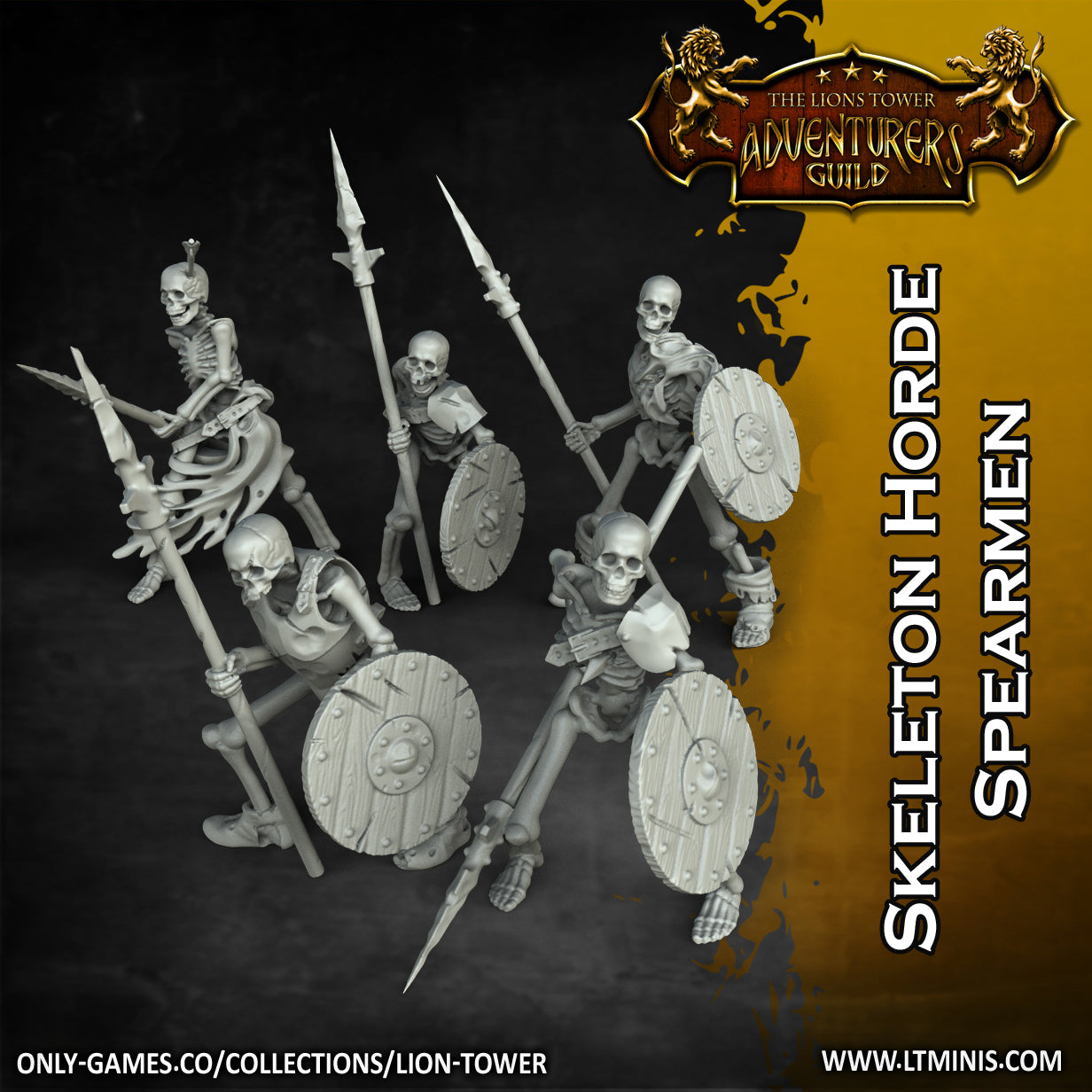 Skeleton Horde with Spears - Set of 5 (32mm scale) - Lion Tower ...
