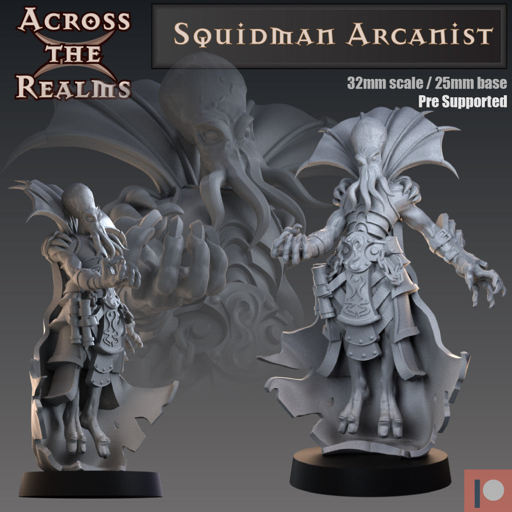 Squidman Arcanist - Across the Realms - Miniatures by Only-Games.co