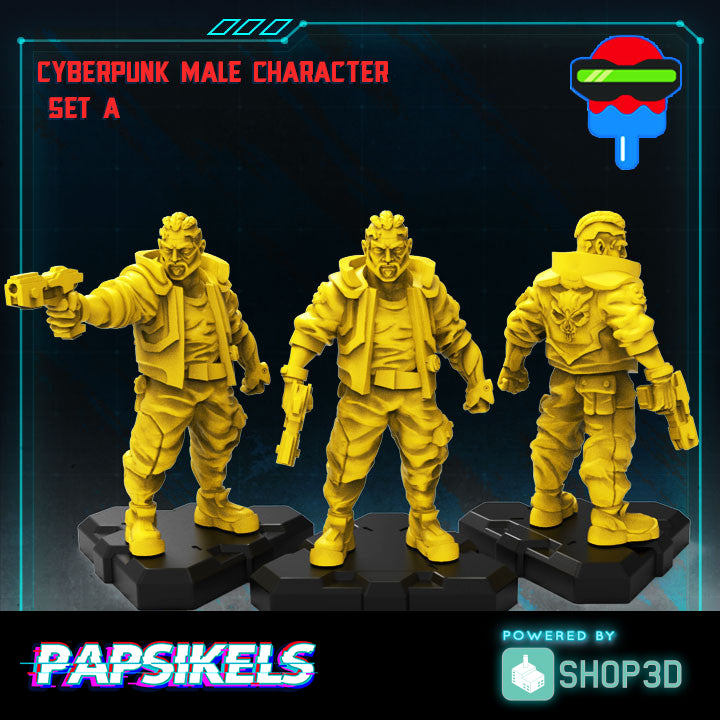 Cyberpunk Male Character Set A - Papsikels Miniatures - Miniatures by ...