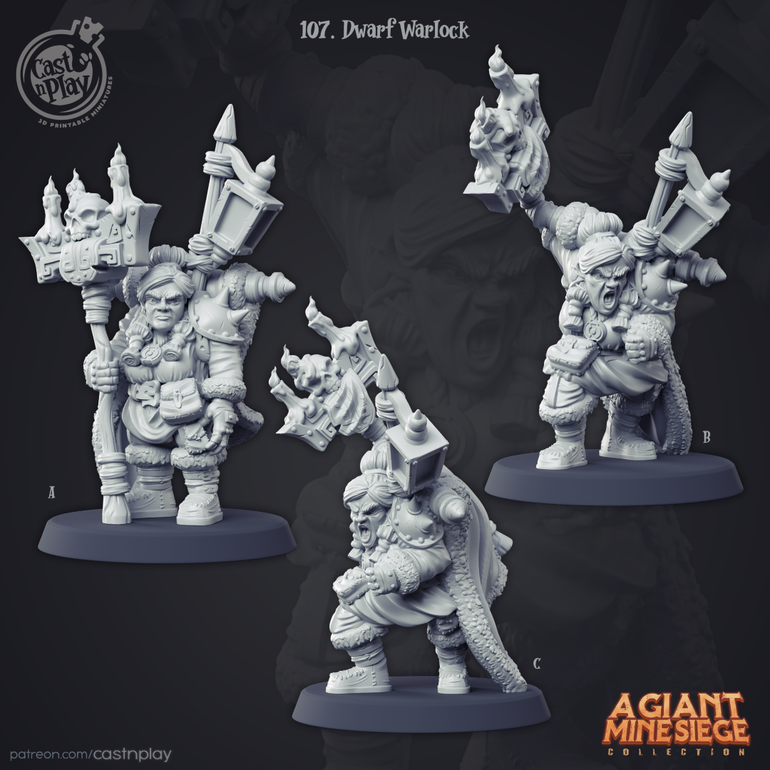 Dwarf Warlock - Cast n Play - Miniatures by Only-Games.co