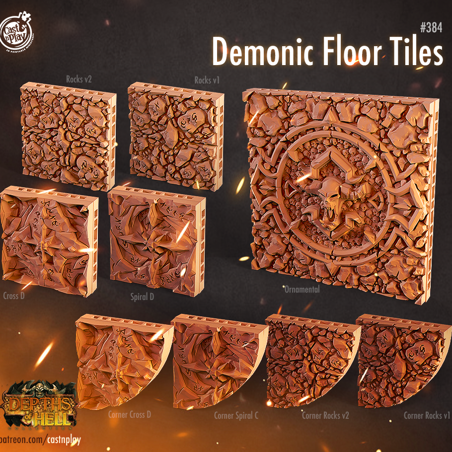 Demonic Floor Tiles - Cast n Play - Miniatures by Only-Games.co