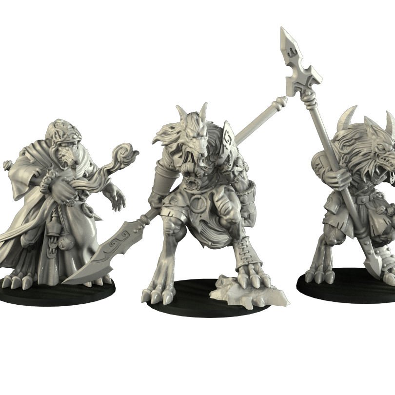 Wolfman 2 (3 miniatures) - Crosslances - Miniatures by Only-Games.co