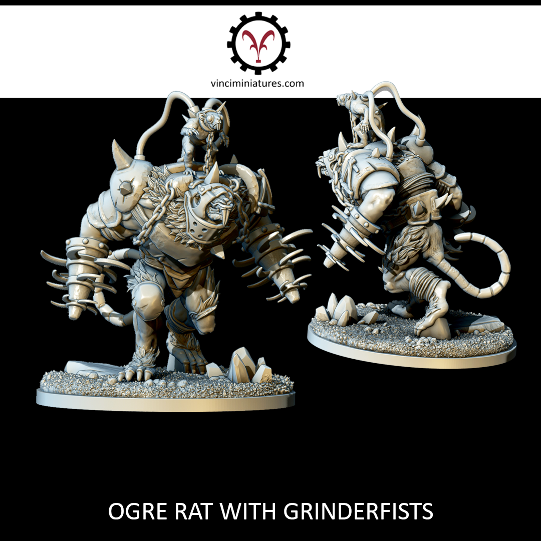OGRE RAT WITH GRINDERFISTS - vinciminiatures - Miniatures by Only-Games.co