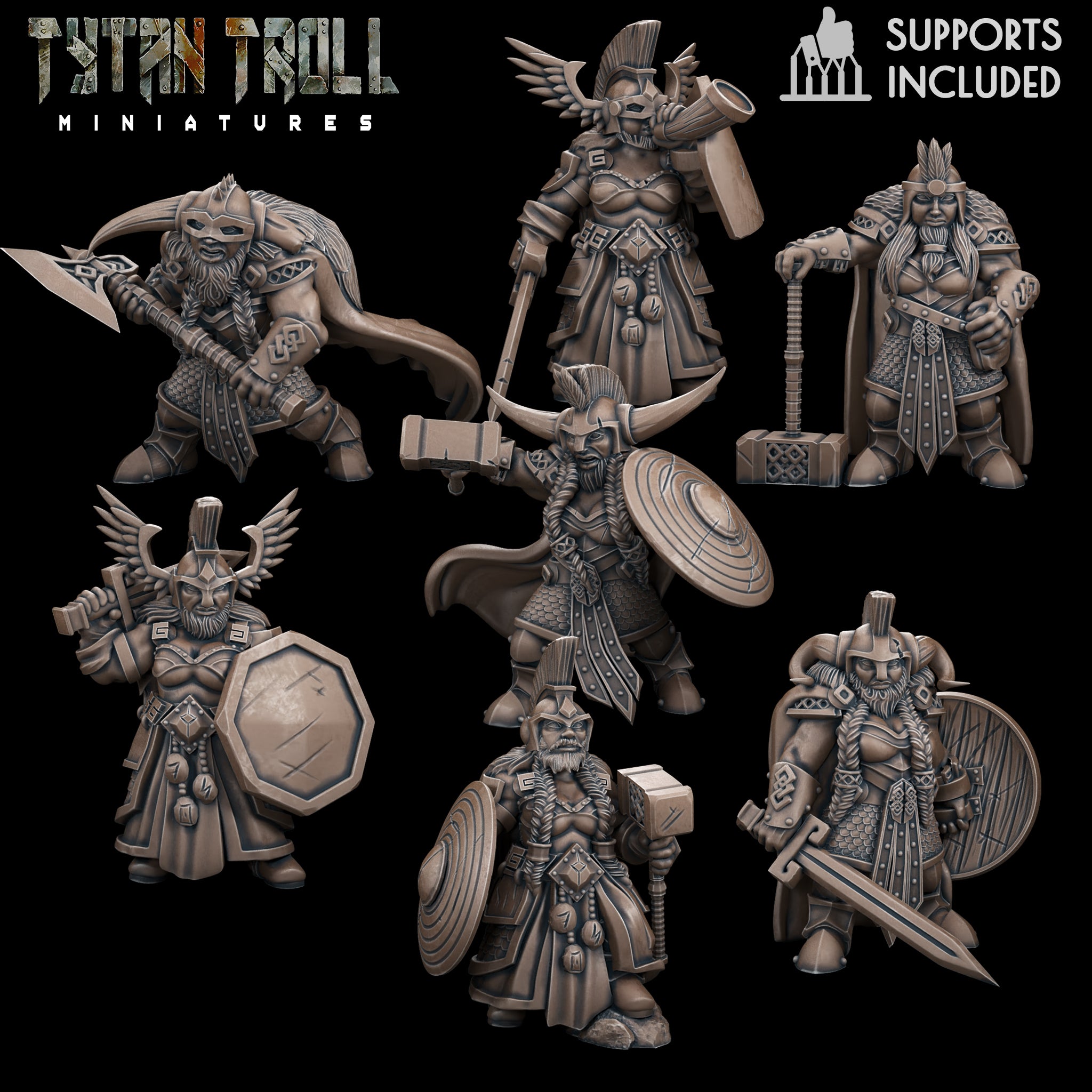 Female Bearded Dwarf Bundle - TytanTroll Miniatures - DnD - Fantasy ...