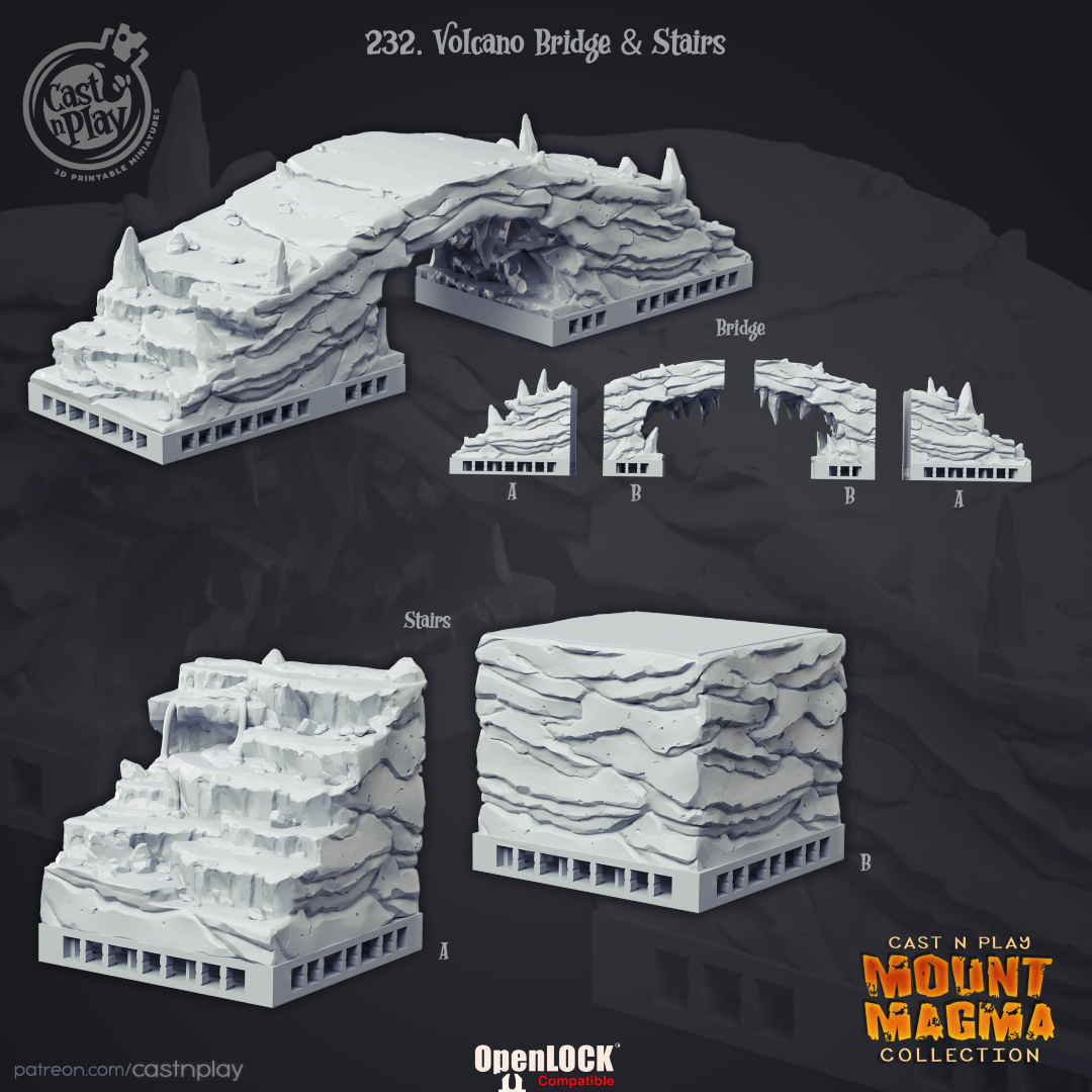 Volcano Bridge & Stairs - Cast n Play - Miniatures by Only-Games.co