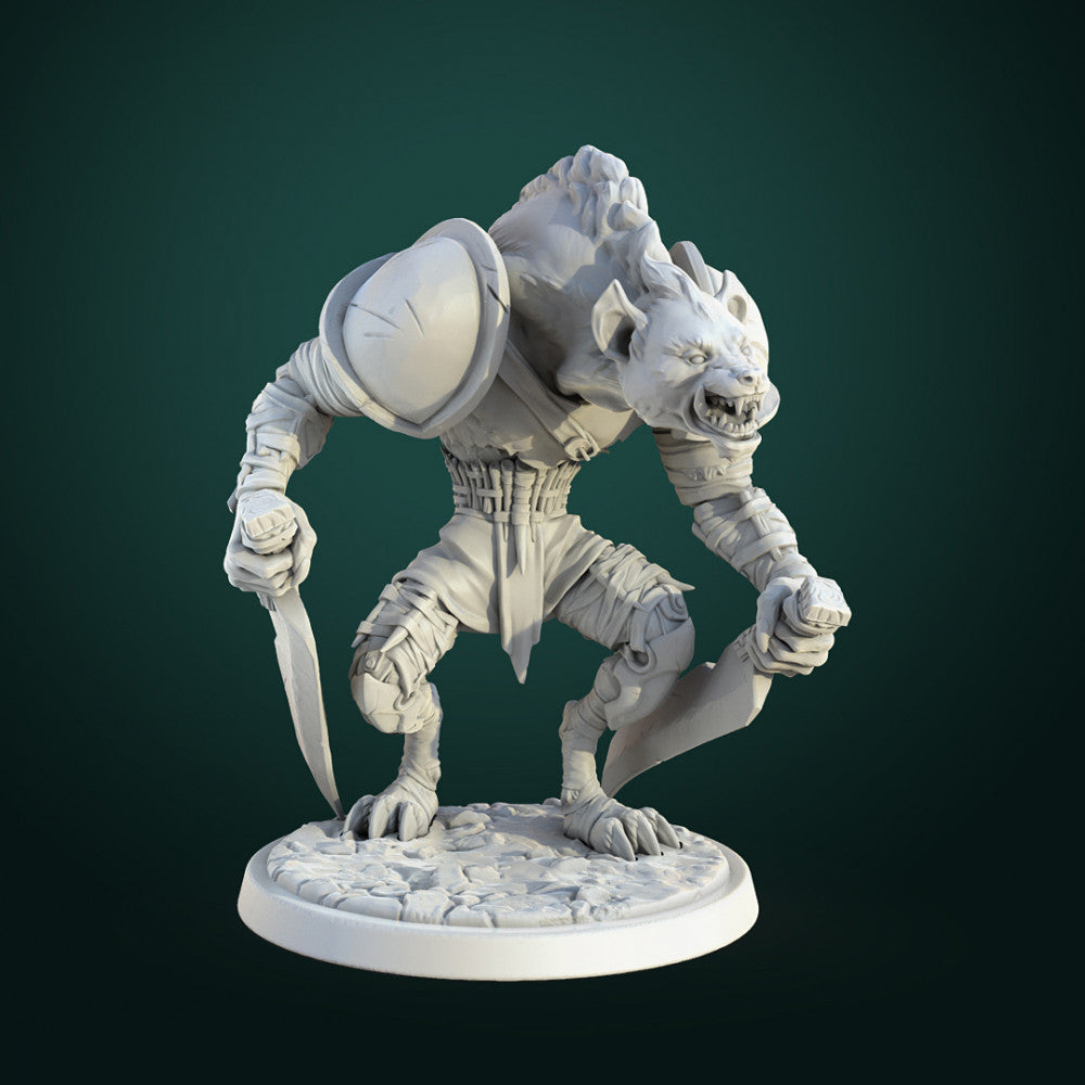 Gnoll Swordmaster - White Werewolf Tavern - Miniatures by Only-Games.co