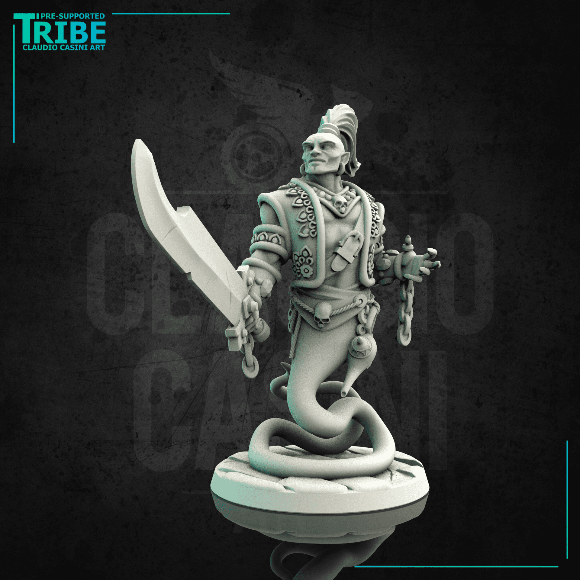 (0147) Male genie Djinni in a Bottle with a big sword - Claudio Casini ...