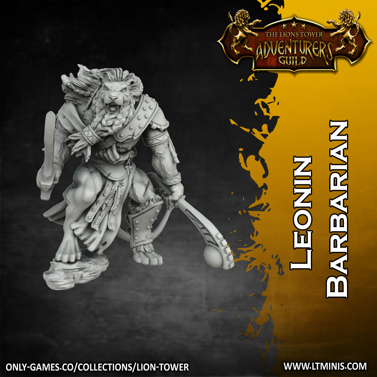 Leonin Barbarian (32mm scale) - Lion Tower - Miniatures by Only-Games.co