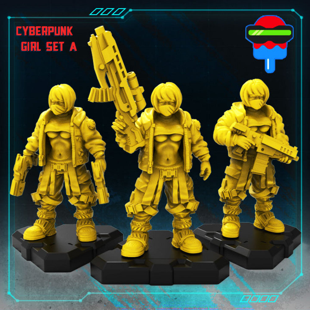 CYBERPUNK GIRL SET A - Papsikels Miniatures - Miniatures by Only-Games.co