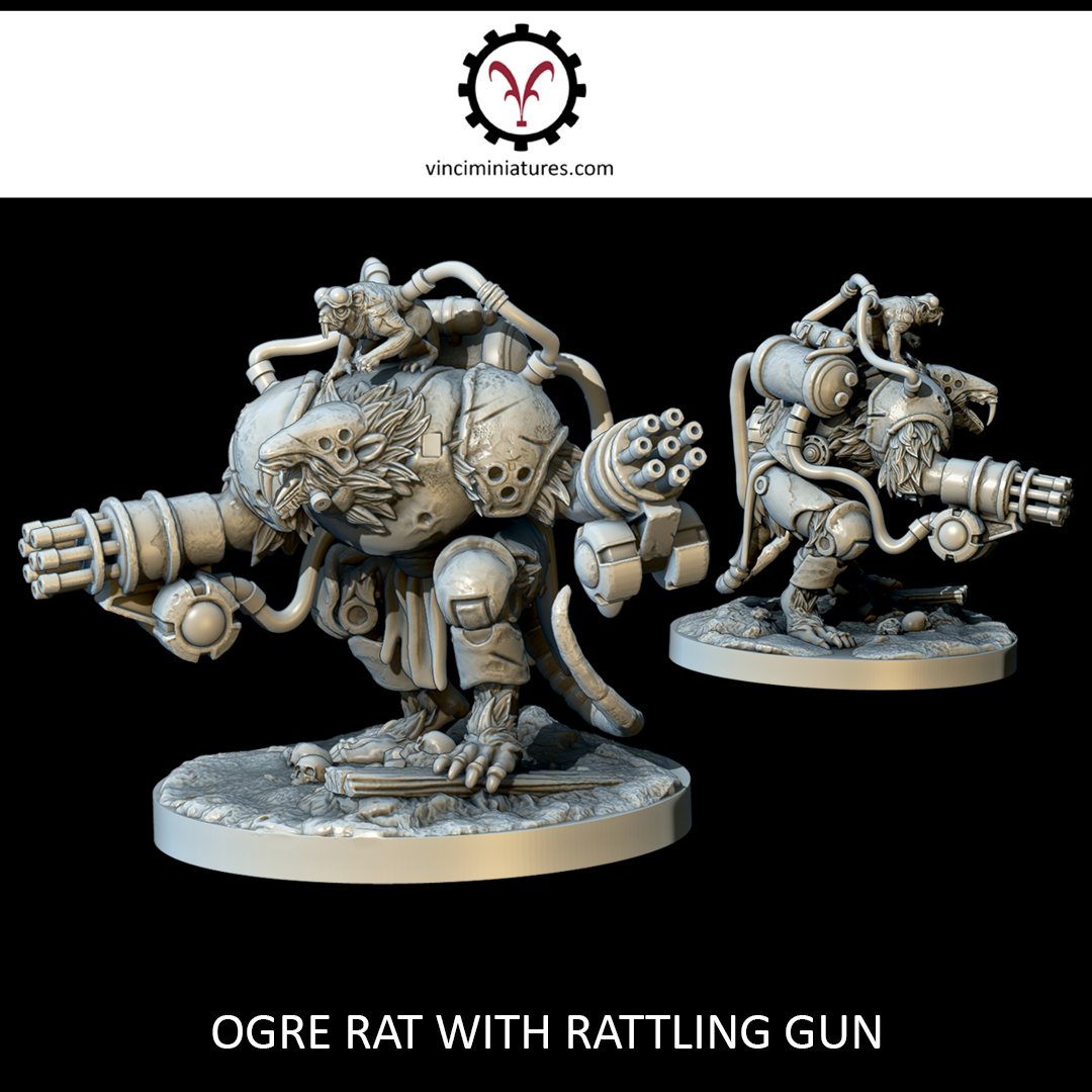 OGRE RAT WITH RATTLING GUN - vinciminiatures - Miniatures by Only-Games.co