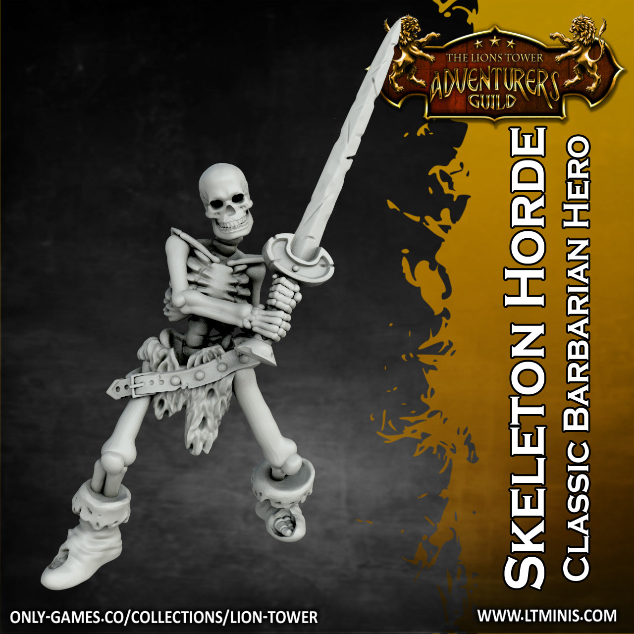 Classic Barbarian Skeleton Hero (32mm scale) - Lion Tower - Miniatures ...